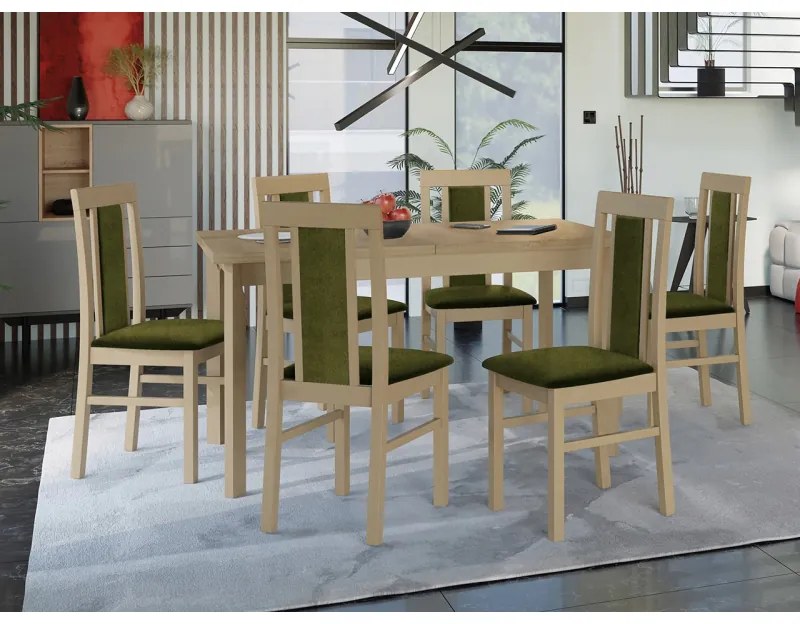 Rozkládací stůl se 6 židlemi - AL34, Barva dřeva: sonoma, Potah: Zetta 300