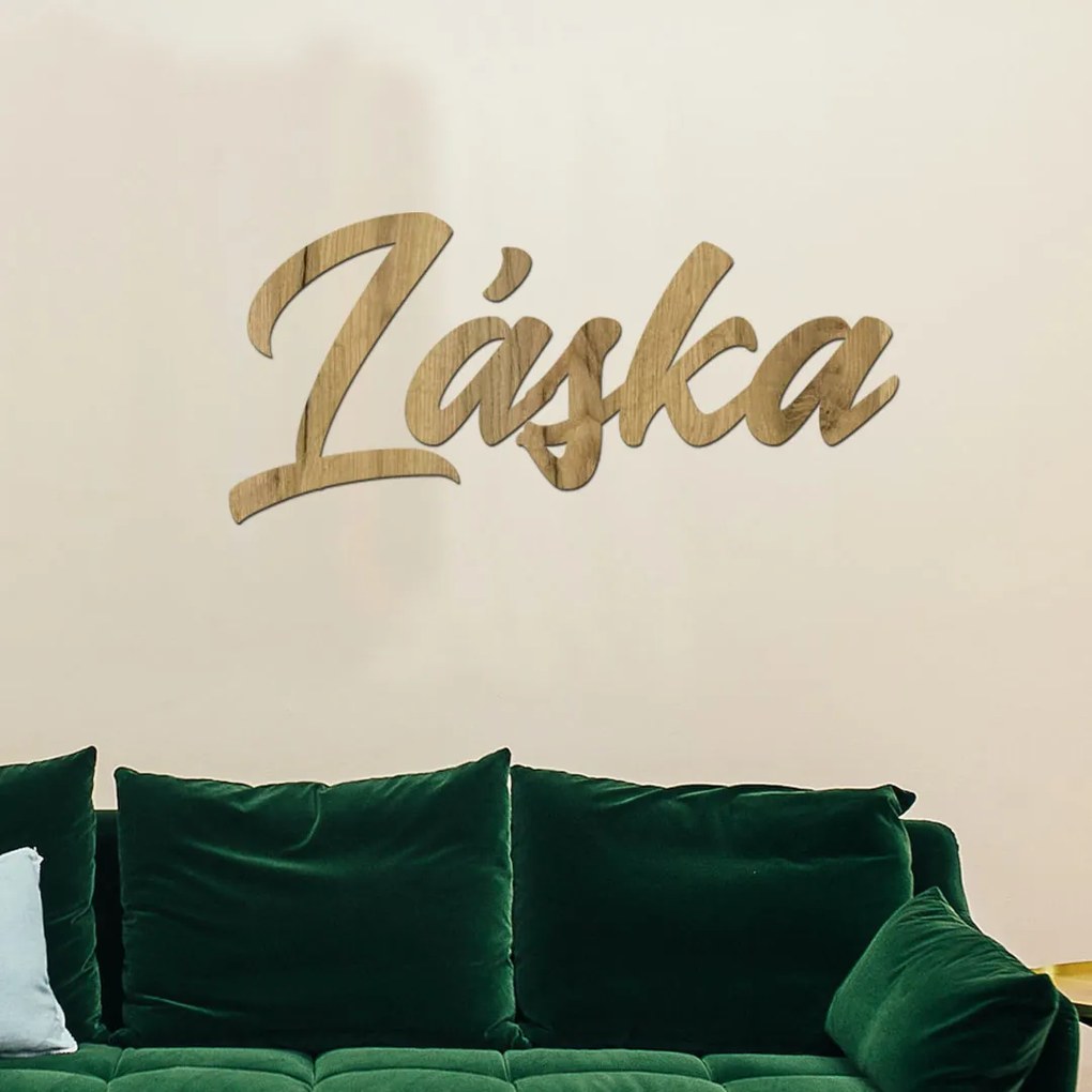 dřevo života Dřevěný nápis na zeď LÁSKA Zvolte barvu dekoru: Dub zlatý, Velikost textu: 40x19
