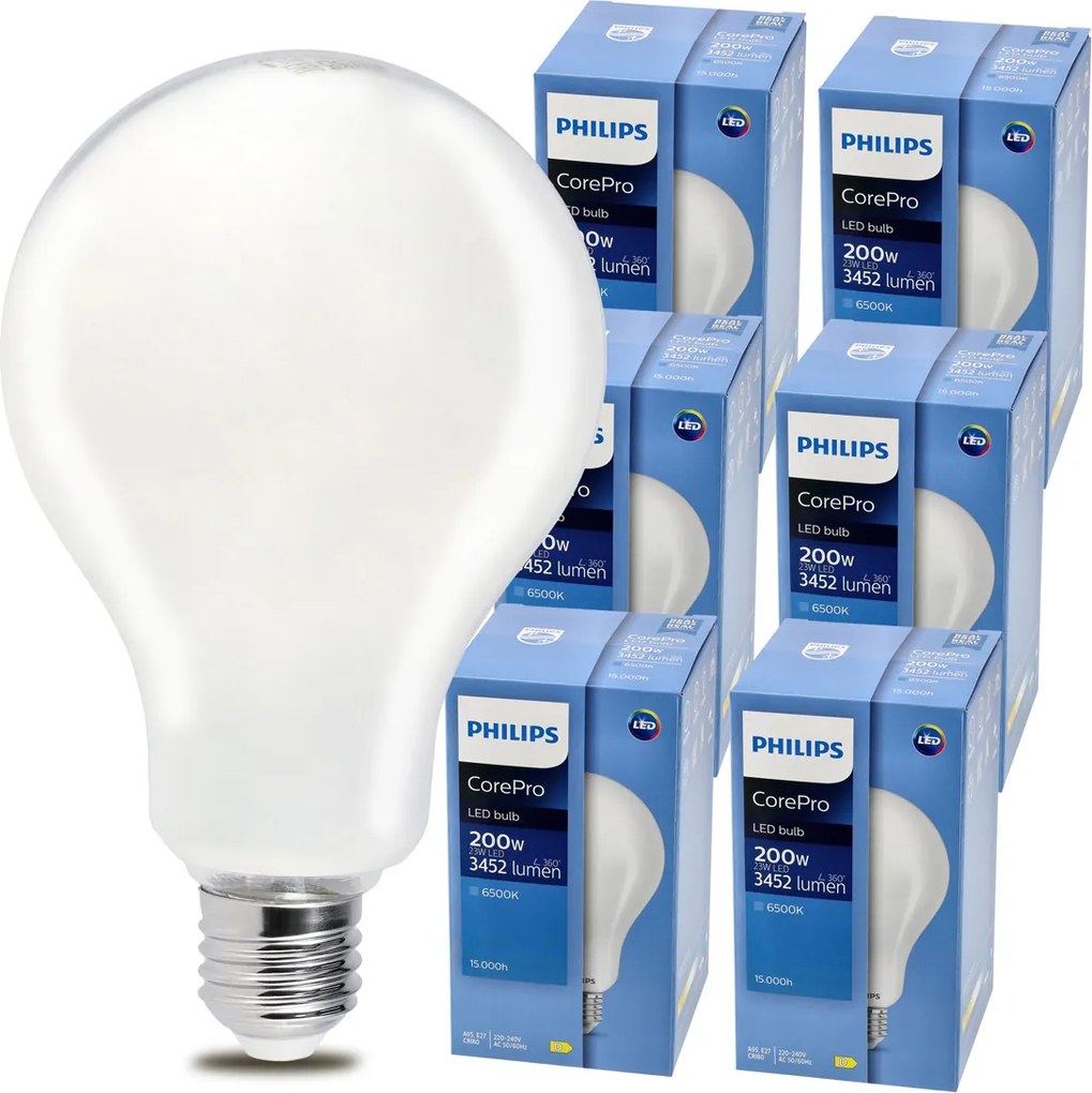 6x LED žárovka E27 PHILIPS 23W 3452lm Barva 6500k Premium Set A95