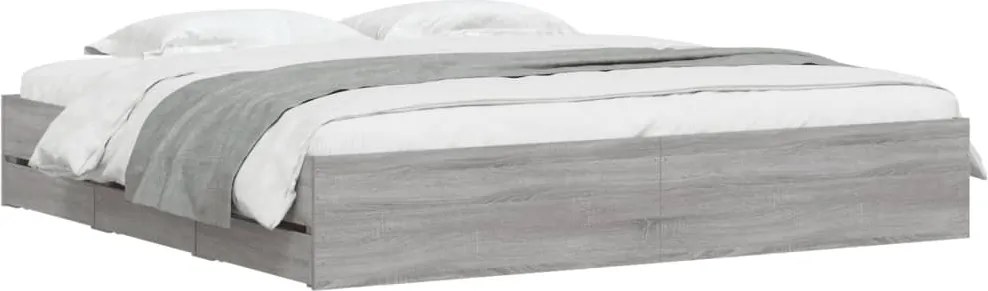 Rám postele se zásuvkami šedý sonoma 200 x 200 cm kompozit 3207250