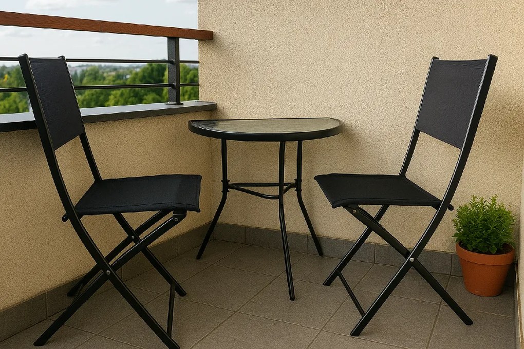 TRENDIE Sestava zahradního nábytku - 2 židle a stůl 70cm poloviční