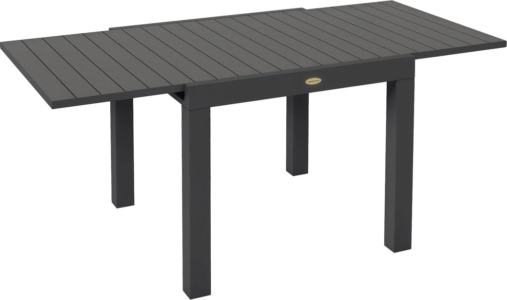 Zahradní stůl Outsunny pro 6 osob - rozkládací stůl na balkon s nosností až 70 kg - Hliník, šedý 81/162 x 80 x 75 cm | Aosom