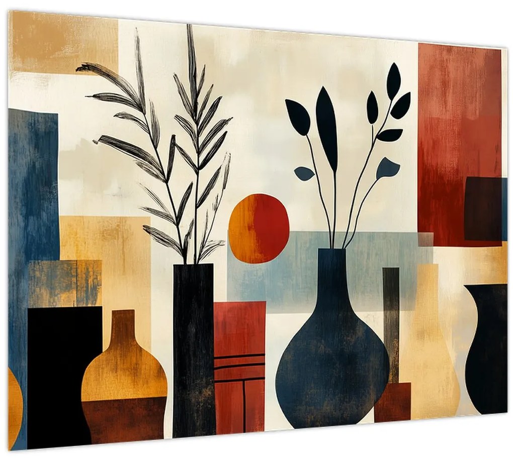 Skleněný obraz - Kubistické vázy (70x50 cm)
