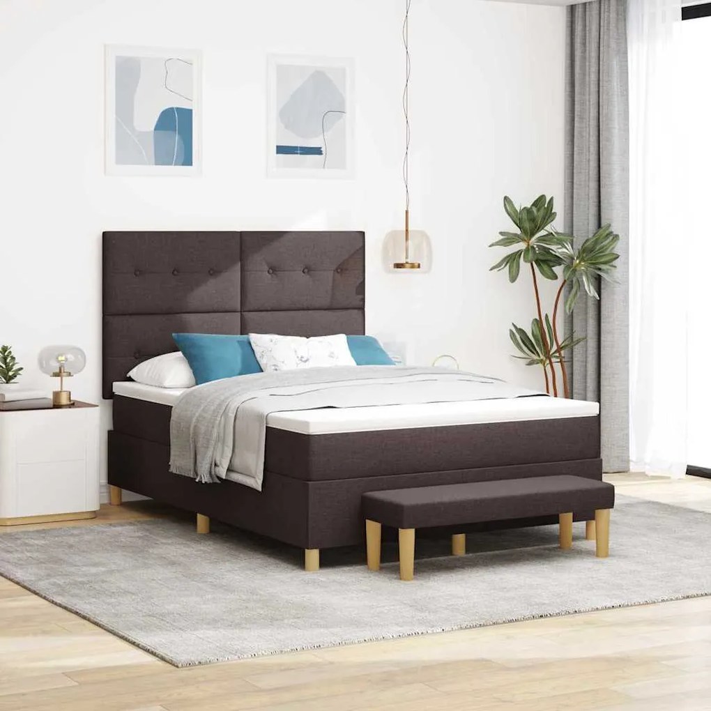 Postel s boxspringem s čelo Tmavě hnědá 200 x 140 cm textil 3344306