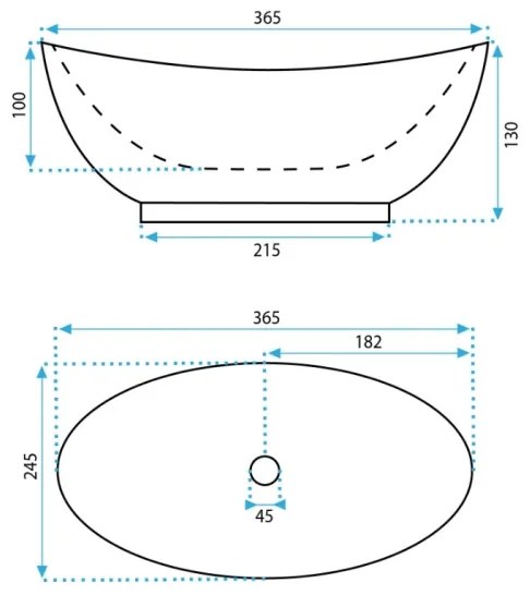 REA-U6803 - Umyvadlo na desku KATE 24,5x36,5 cm keramika/lesklá bílá