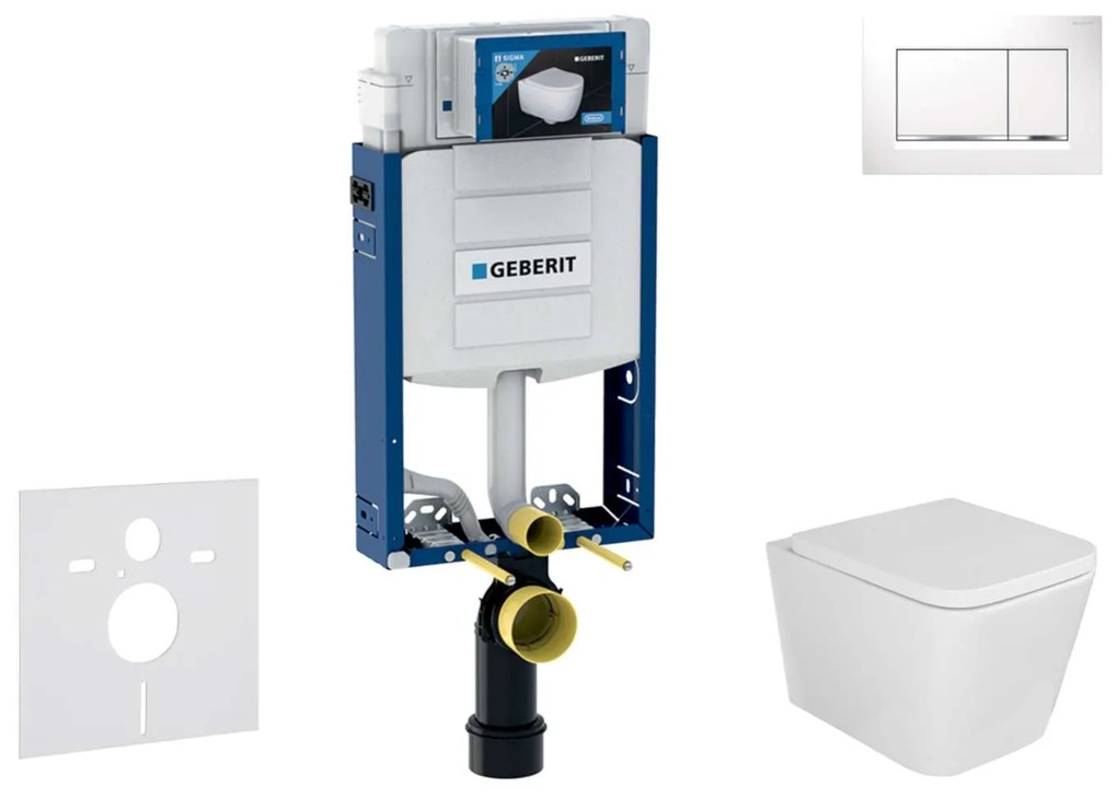 Geberit Kombifix - Set předstěnové instalace, klozetu Arkas a sedátka softclose, tlačítko Sigma20, bílá/chrom SANI15CA3106