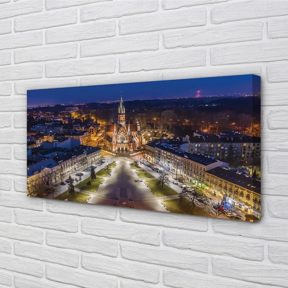 Obrazy na plátně Noční panorama Krakow kostela 120x60 cm
