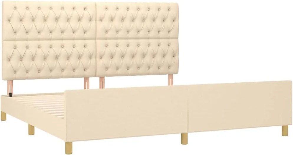 Rám postele s čelem krémový 200x200 cm textil 3125329