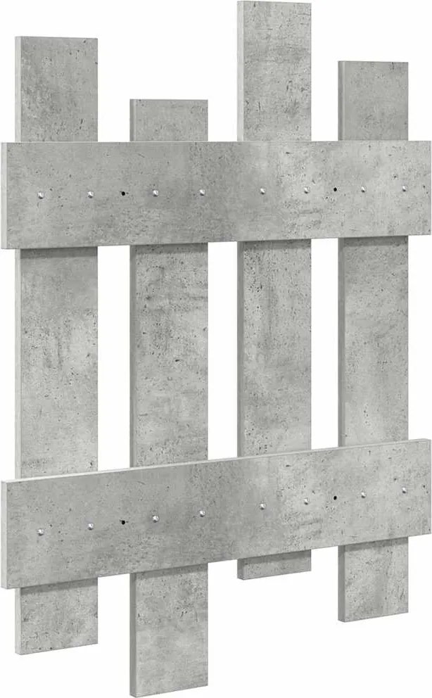 věšák, nástěnný, 4 prkna, háčky, kompozitní dřevo, 82x60x3 cm, beton šedá, Dekorino TK20260008