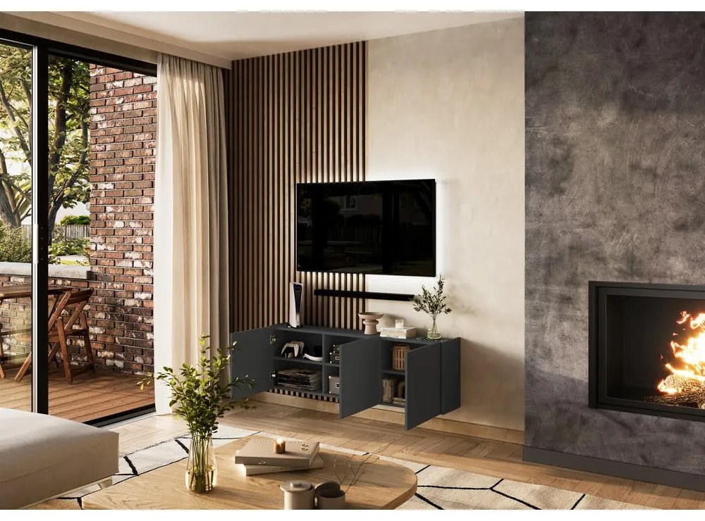 Antracitový TV stolek 138x45 cm Piana – Germania