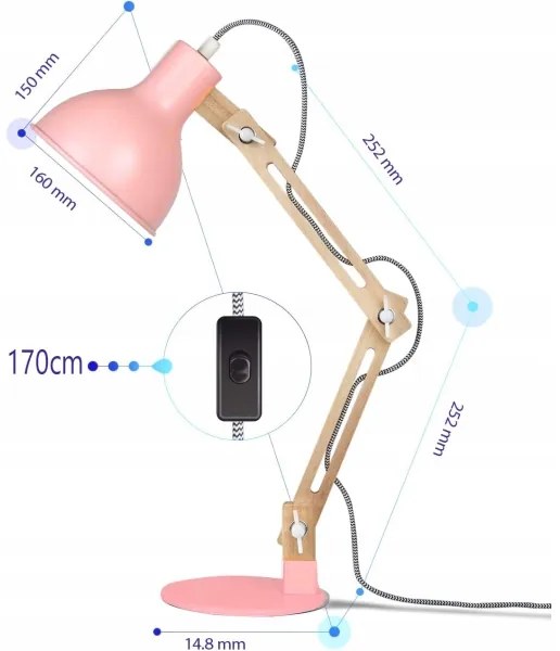 Stolní lampa 1xE27/40W/230V růžová
