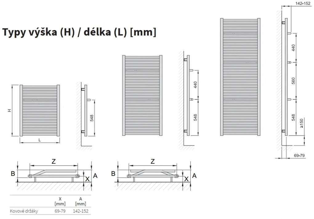 Isan Avondo 1775 x 500 mm koupelnový radiátor bílý