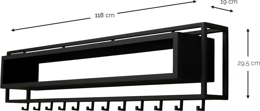 Nástěnný věšák z dubového dřeva v přírodní barvě/taupe s poličkou 118 cm School – Spinder Design