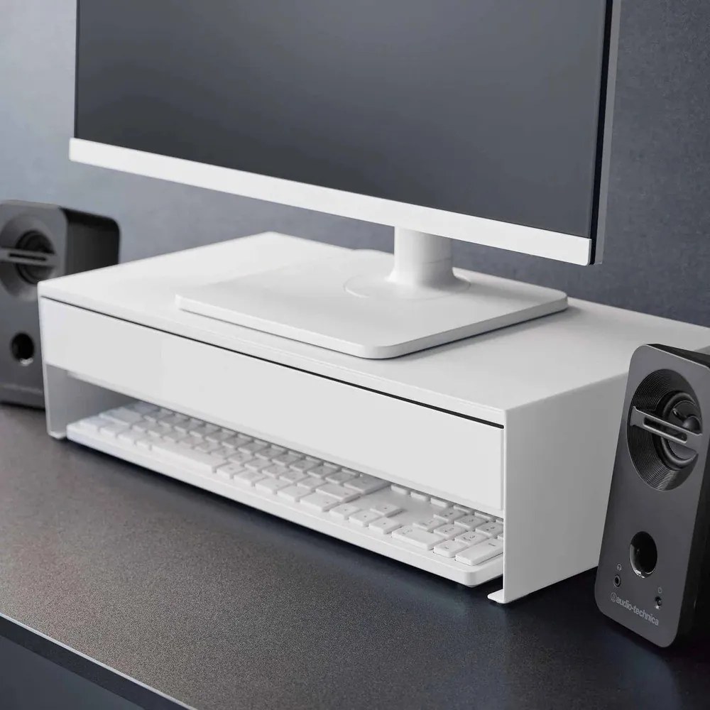 Bílý kovový stojan na monitor Tower – YAMAZAKI