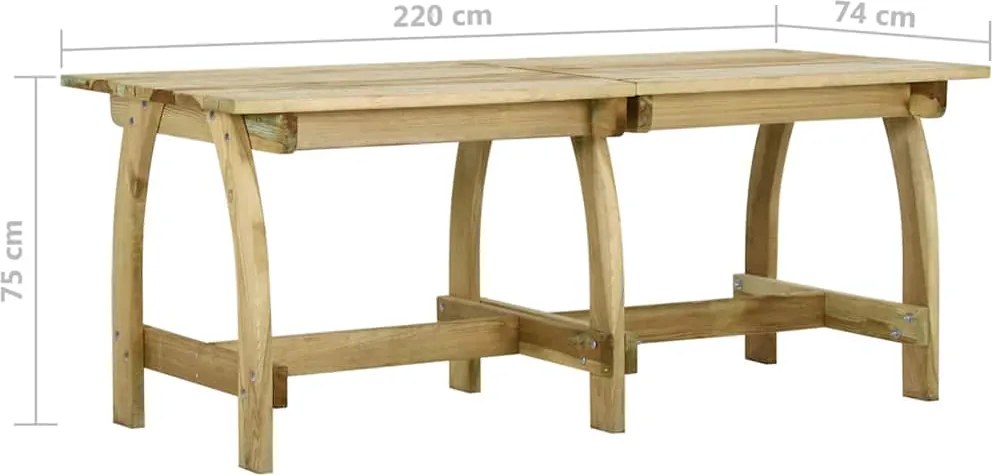 Zahradní stůl 220 x 74 x 75 cm impregnované borové dřevo 318405