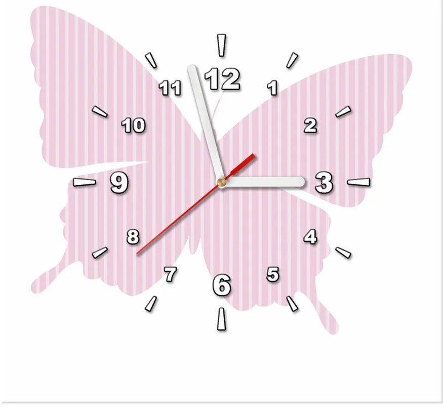 Gario Obraz s hodinami Proužkovaný motýlek Rozměry: 40 x 40 cm