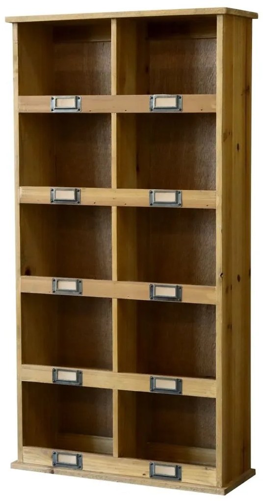Hnědá antik dřevěná nástěnná polička s přihrádkami Sorting - 43*15*83cm