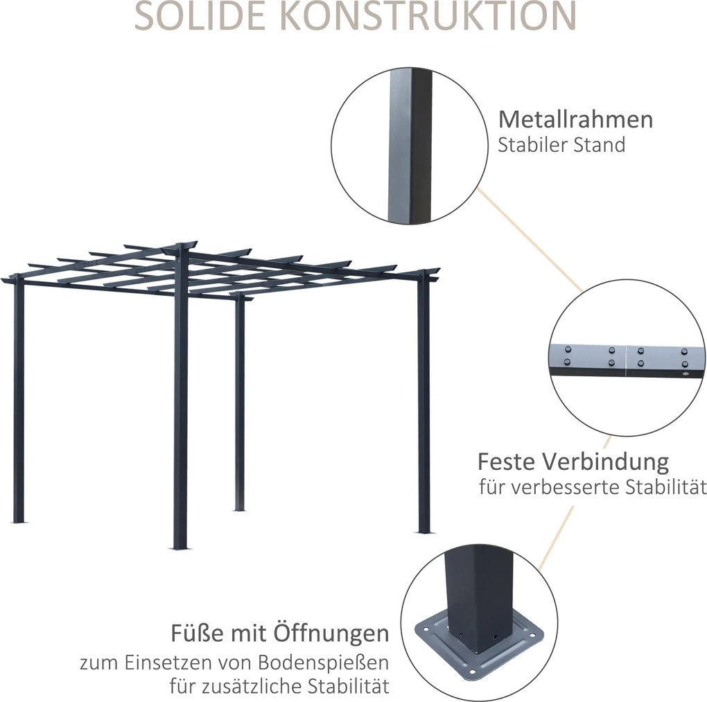Outsunny pavilon růží stabilní oblouk pro rostliny jako pomůcka pro šplhání kovový odolný proti povětrnostním vlivům černý 2,97x2,95x2,3 m pro zahrad…