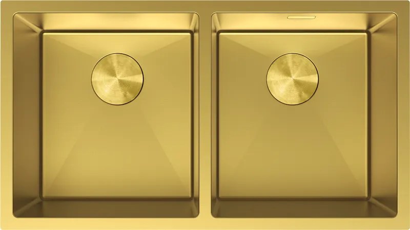 Mexen Binox, 2-komorový nerezový dřez 800 x 450 mm, broušená zlatá, 6421802000-55