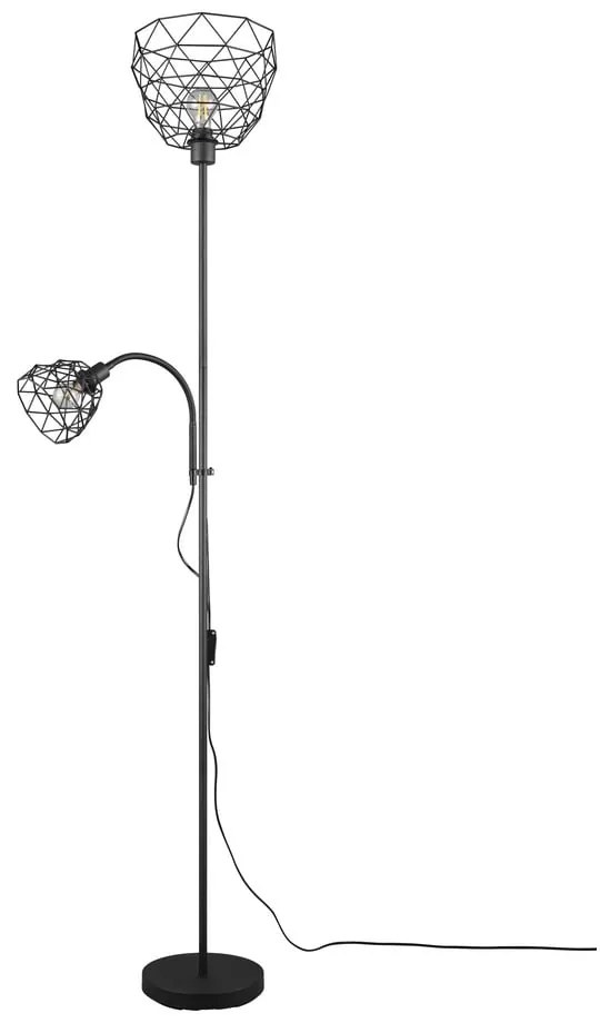 Černá stojací lampa s kovovým stínidlem (výška 180 cm) Haval – Reality