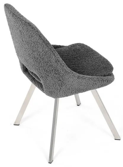 Autronic Elegantní šedá jídelní židle RINA s broušenými kovovými nohami (vzorek z prodejny)