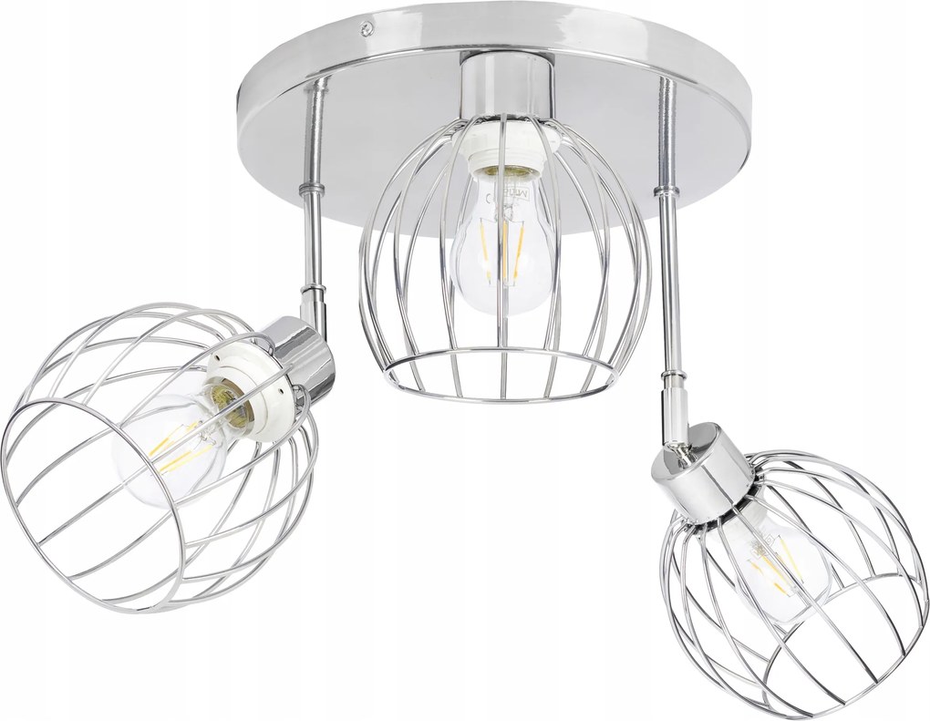 Lampa stropní svítidlo lustr pohyb loft drát 3 kuličky chrom