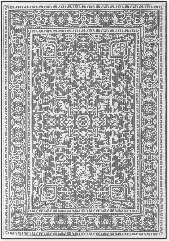 NORTHRUGS, Kusový koberec Duet Kona 106248 Black/White - na ven i na doma, 200x290, černobílá, chodba / předsíň