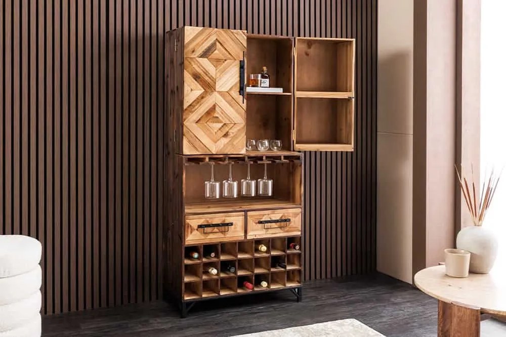 Designová barová skříňka Winebar 160 cm borovice
