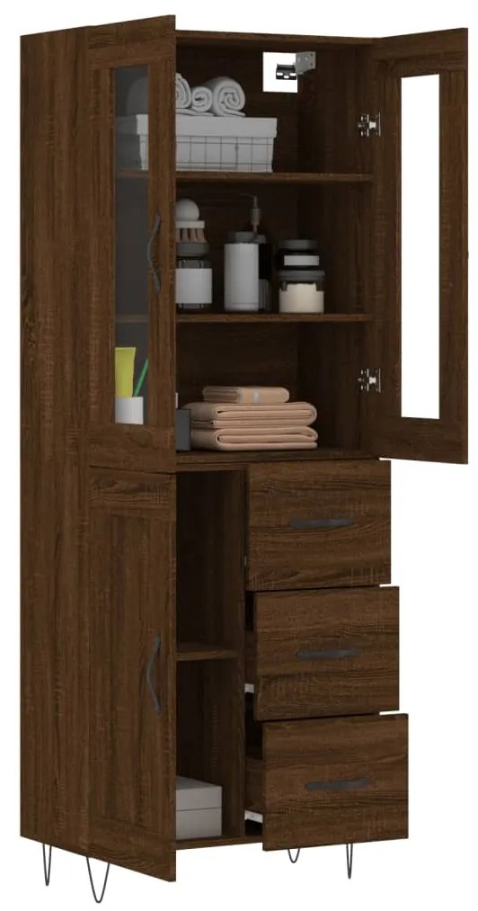 Skříň highboard hnědý dub 69,5 x 34 x 180 cm kompozitní dřevo - Default Title