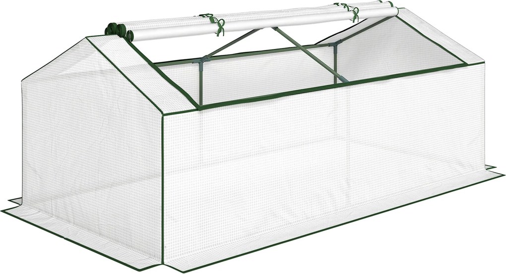 Outsunny fóliový skleník s PE sítí — mrazuvzdorný mini skleník pro balkon a zahradu, skleník na rajčata, 180 × 90 × 70 cm, bílý