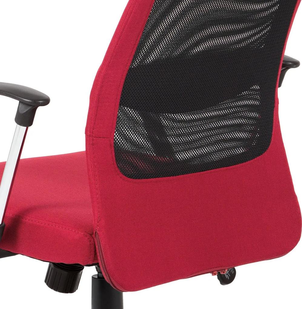 Autronic Kancelářská židle KA-V206 BOR, bordó látka, černá MESH, houpací mech, kříž chrom