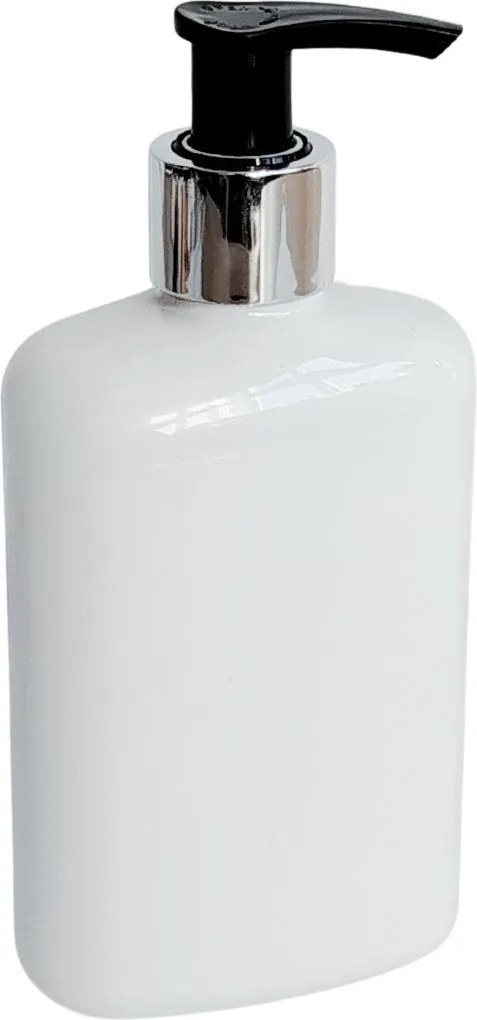 Dávkovač na mýdlo 250 ml bílý s černo-stříbrnou pumpičkou LIMA