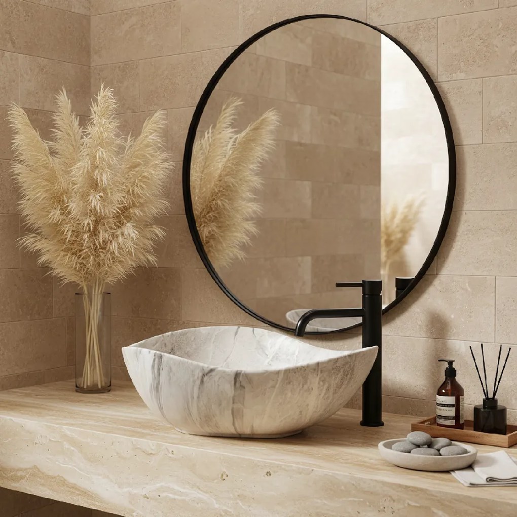 Rea Dora Stone, umyvadlo na desku 515x400x175 mm, šedá imitace kamene, REA-U5066