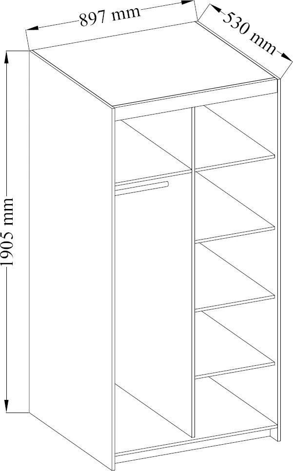 FALCO Šatní skříň Enja 2D/1 se zrcadlem Odstín: Dub sonoma