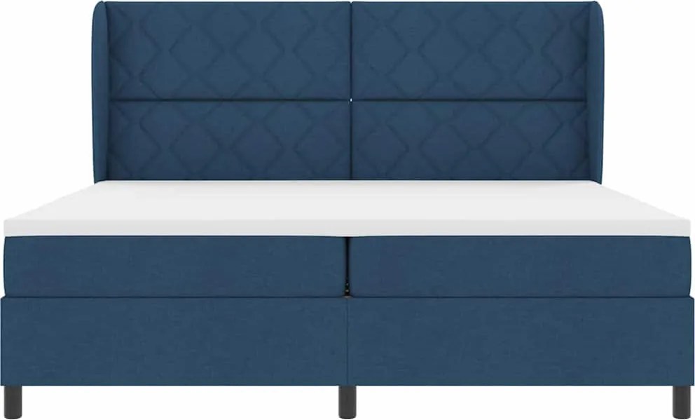 Postel s boxspringem s čelo Modrá 200 x 200 cm textil 3340654