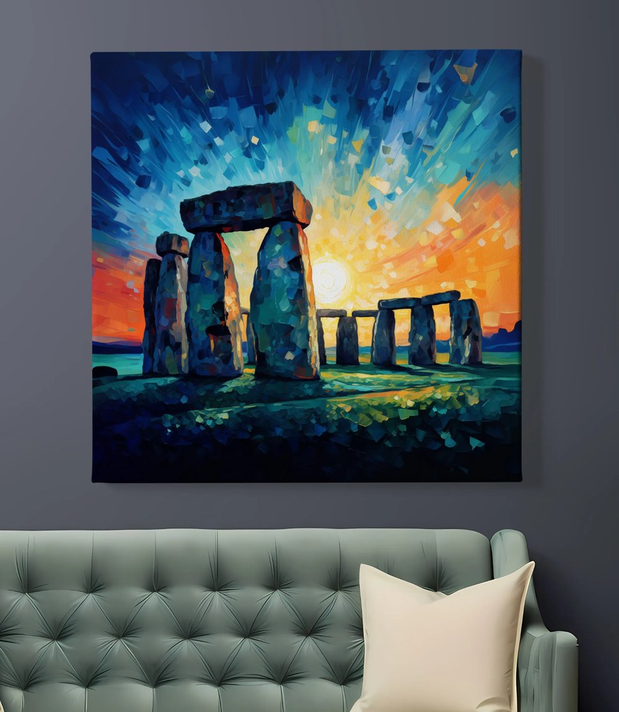 Obraz na plátně - Stonehenge při západu slunce FeelHappy.cz Velikost obrazu: 80 x 80 cm
