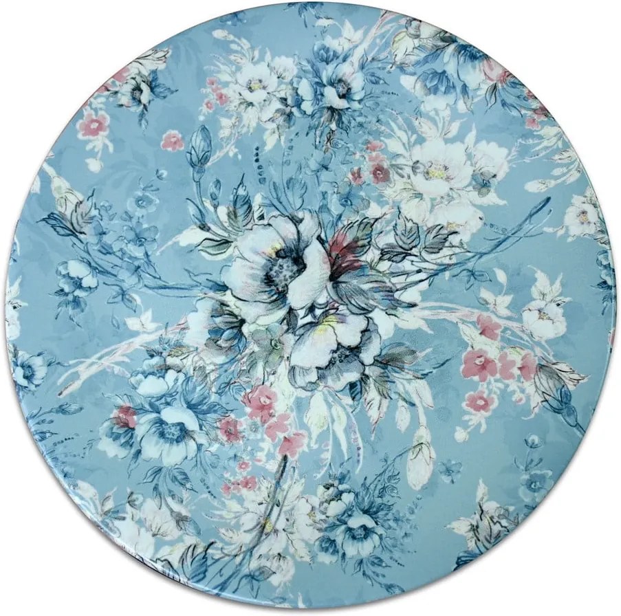 Modrý keramický talíř Flowers, ⌀ 26 cm