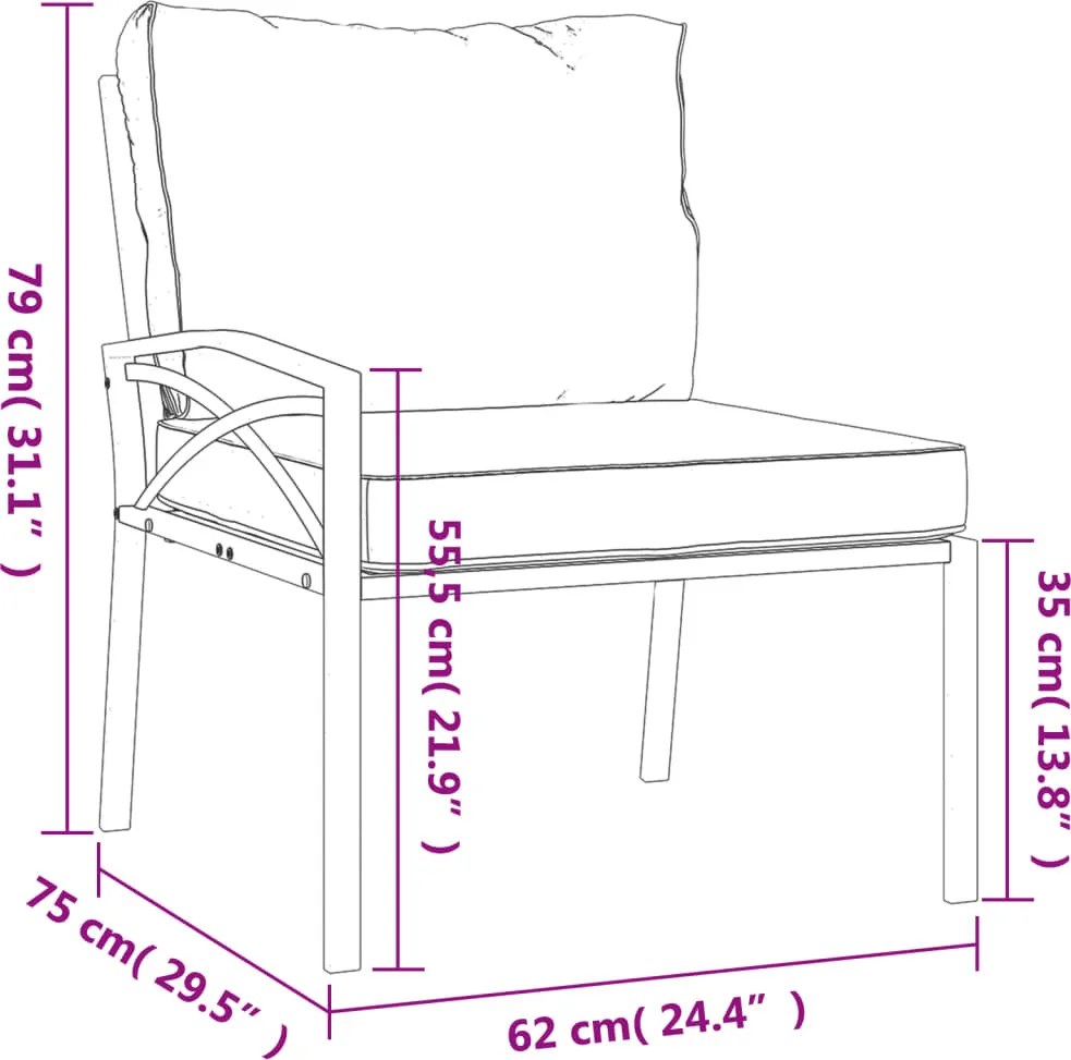 vidaXL Zahradní křesla s mi poduškami 2 ks 62 x 75 x 79 cm ocel [362722] Barva: Písková