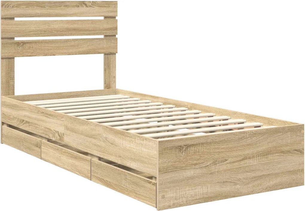 Rám postele s čelo Sonoma dub 100 x 200 cm Inženýrské dřevo 3411525