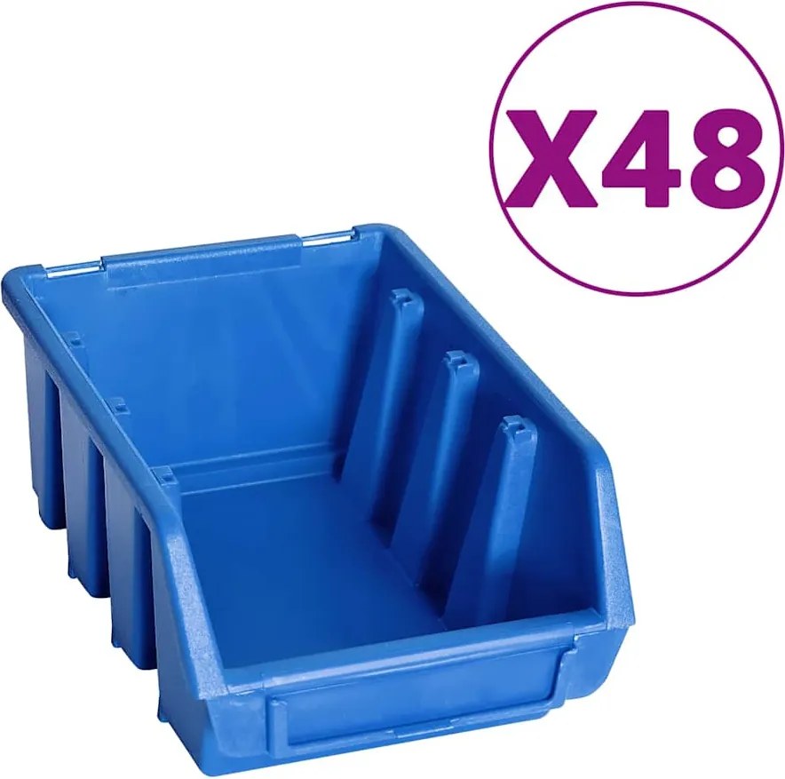128dílná sada skladovacích zásobníků nástěnné panely modročerná 150808