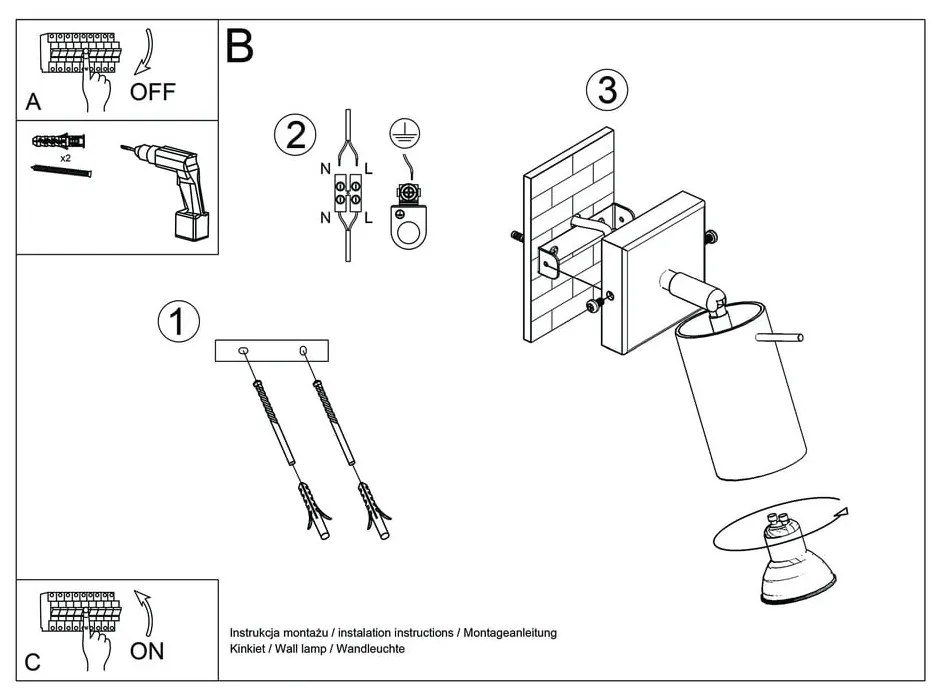 Nástěnné svítidlo ve stříbrné barvě Sollux Etna