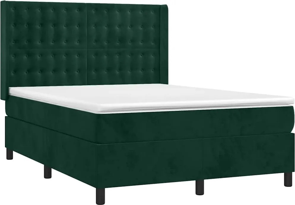 Box spring postel s matrací tmavě zelená 140x200 cm samet 3132924