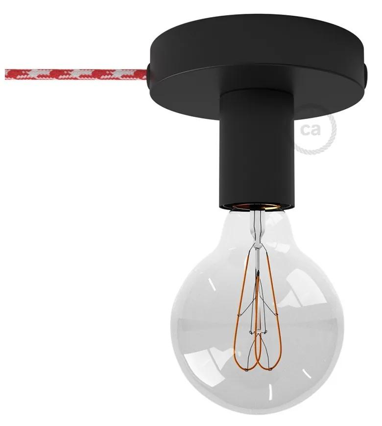 creative cables Spostaluce, černý kovový zdroj světla s textilním kabelem a bočními otvory Barva kabelu: Bílo-žlutá - RZ10
