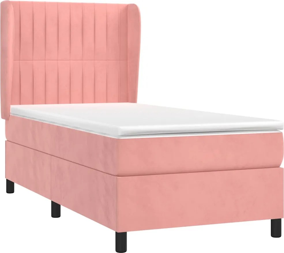 Box spring postel s matrací růžová 90x200 cm samet 3129314
