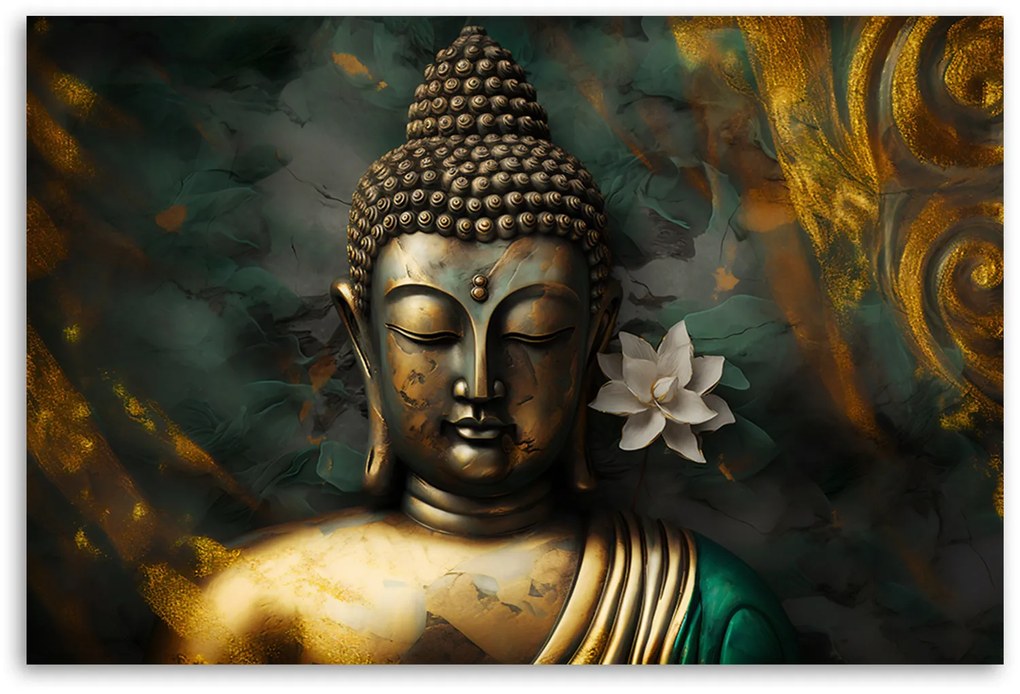 Gario Obraz na plátně Zlatý Budha na abstraktním pozadí Rozměry: 60 x 40 cm