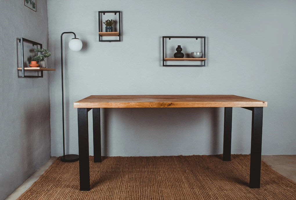 Wudboys Jídelní stůl Square - rozdělený Barva kovu: Černá, Dřevo: Jasan, Rozměr: 1600X900, moderní skandinávský styl