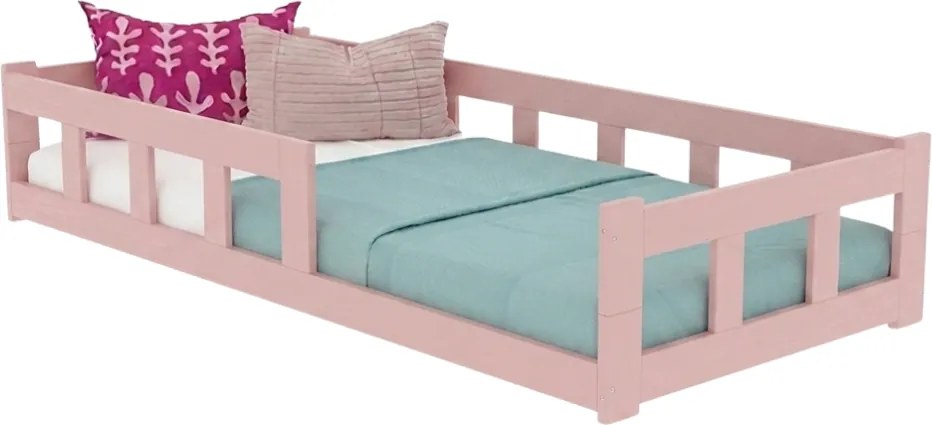 Benlemi Nízké jednolůžko FENCE 4v1 se zábranou 120x200 cm + matrace ADAPTIC Zvolte barvu: Světle šedá, Zvolte zábranu: S otevřeným vstupem