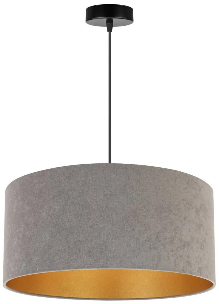 Závěsné svítidlo Mediolan, 1x šedé/zlaté textilní stínítko, (fi 44cm)
