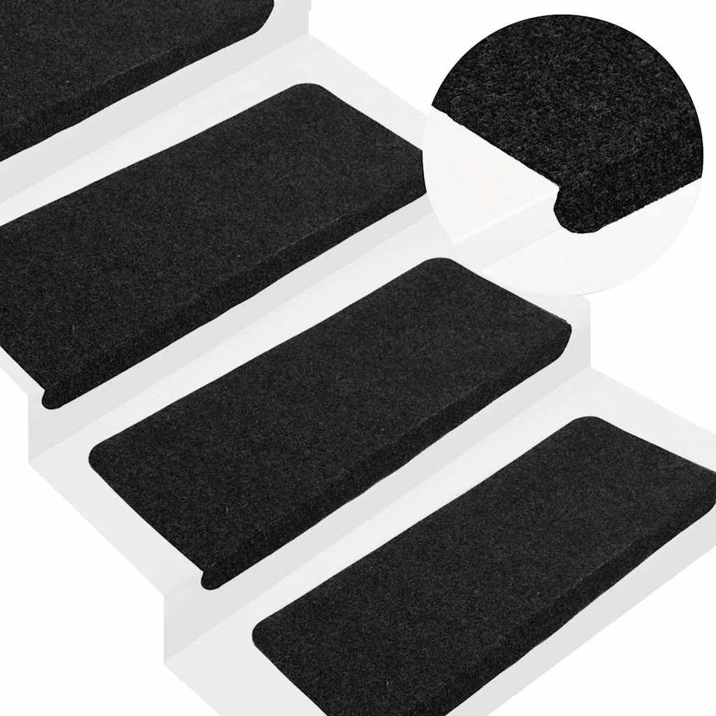 Samolepicí podložky na schody 30 ks černé 65x24,5x3,5 cm 3365908