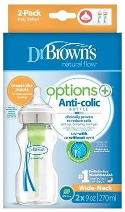 Dr. Brown´s Kojenecká láhev širokohrdlá OPTIONS+ 2x270 ml transparentní